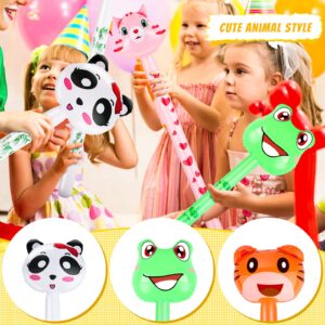 9 Pcs Inflatable Animals Stick with Sound Jungle Safari Inflatable Toys Tiger Zebra Giraffe Elephant Balloon Sticks Inflatable Hammer Blow up Animals for Animal Theme Birthday Party Favors Decorations