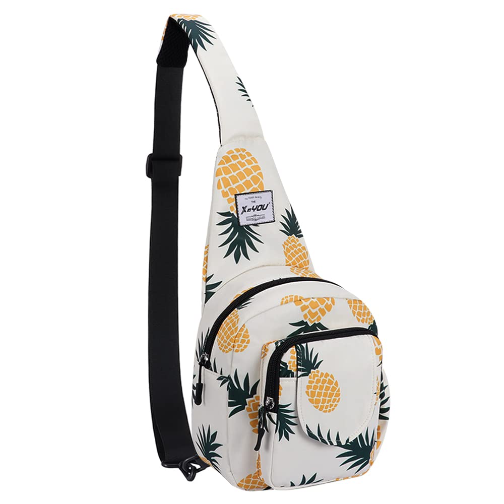 XEYOU Small Sling Bag Backpack Lightweight One Strap Bag Hiking Crossbody Chest Bag Unisex Shoulder Daypack (Pineapple, Small)