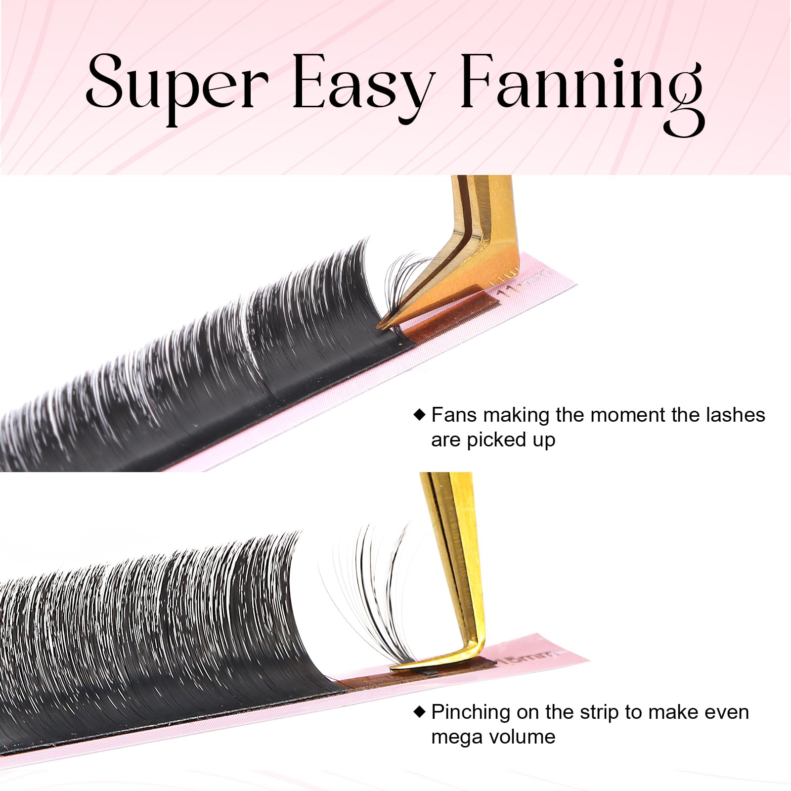 ALLOVE Eyelash Extension Cashmere Super Easy Fan Volume Lash Extensions 0.05mm D Curl 15-20mm Mixed Tray Rapid Blooming Volume Lashes Self Fanning Lash Extension Supplies