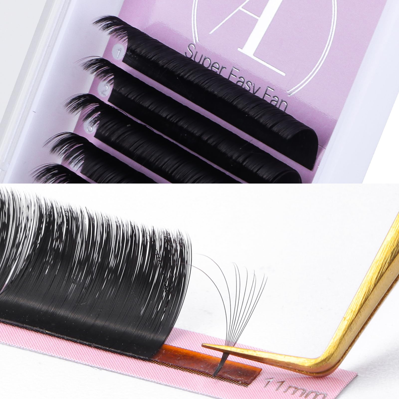 ALLOVE Eyelash Extension Cashmere Super Easy Fan Volume Lash Extensions 0.05mm D Curl 15-20mm Mixed Tray Rapid Blooming Volume Lashes Self Fanning Lash Extension Supplies