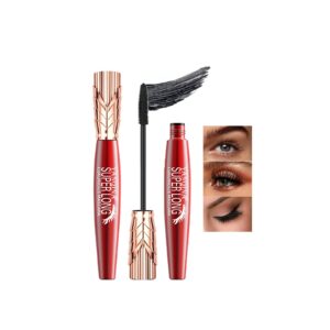 mascara black, waterproof long lasting smudge proof thicking curling lenthening eyelash makeup, 4d silk fiber lash crown mascara