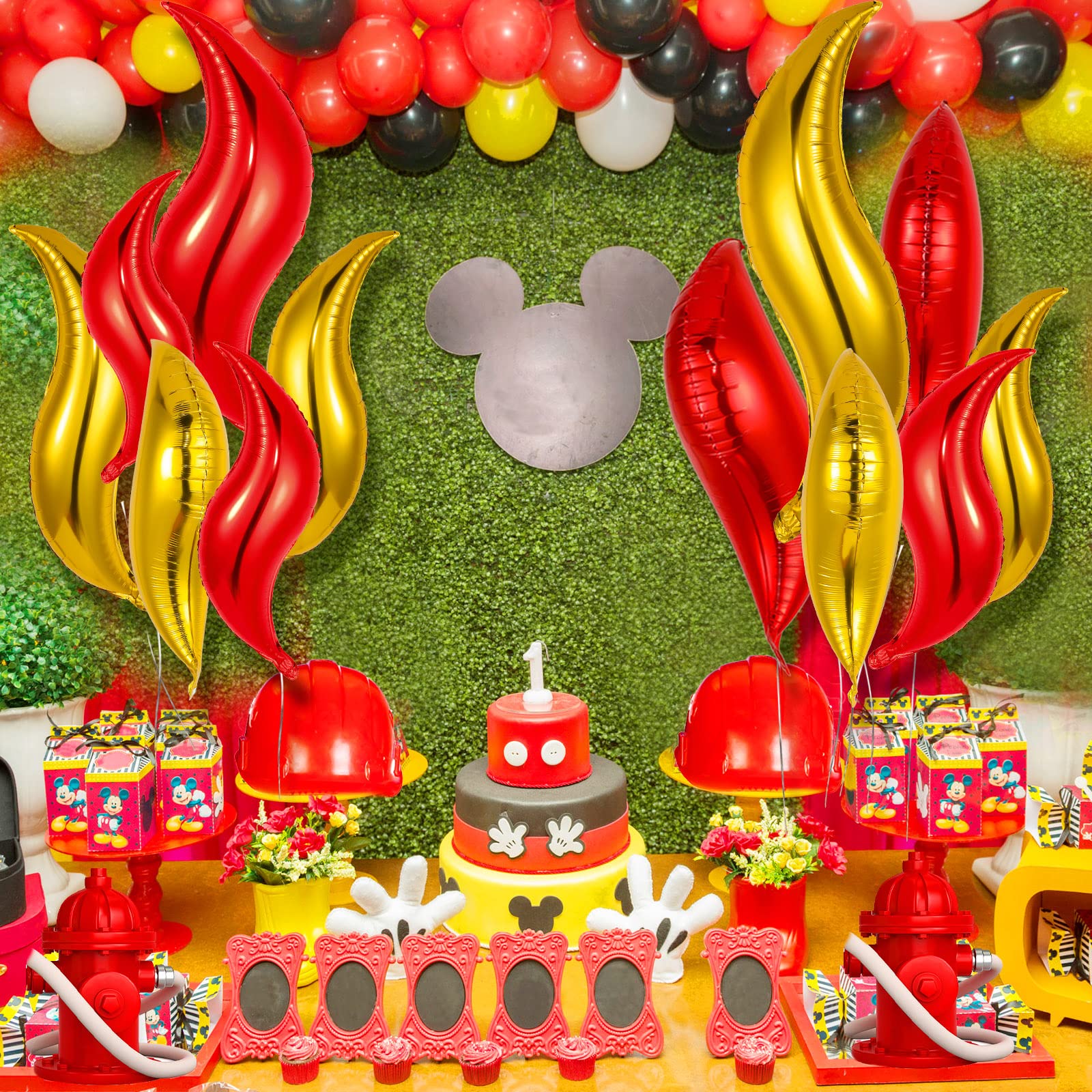 10 Pcs Fire Balloon Firefighter Birthday Party Decorations 24 Inch Fire Truck Birthday Party Supplies Fake Campfire for Hunting Summer Camping Supplies Theme Party