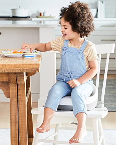 Skip Hop Booster Seat for Dining Table, Sleek Seat Booster, Grey/White