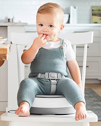 Skip Hop Booster Seat for Dining Table, Sleek Seat Booster, Grey/White