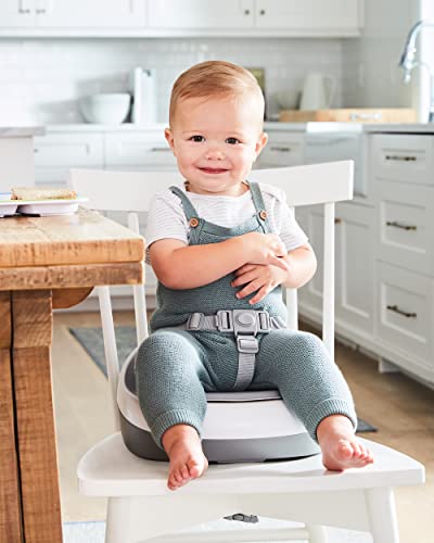 Skip Hop Booster Seat for Dining Table, Sleek Seat Booster, Grey/White