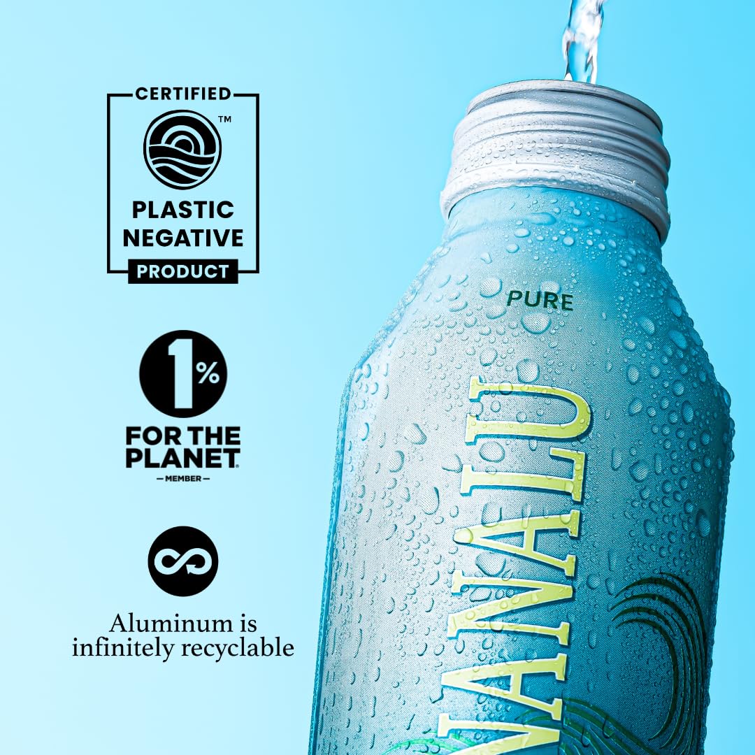 Mananalu Pure Water, Purified Water with Electrolytes in a BPA Free, Eco-Friendly, and Infinitely Recyclable 16 oz. Resealable Aluminum Bottle (12-Pack)