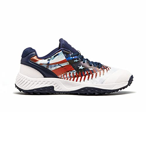 Boombah Women's Dart Low Flag 1 Turf Shoes Navy/White/Red - Size 9