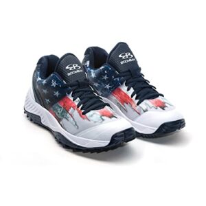 Boombah Women's Dart Low Flag 3 Turf Shoes Navy/White/Red - Size 7