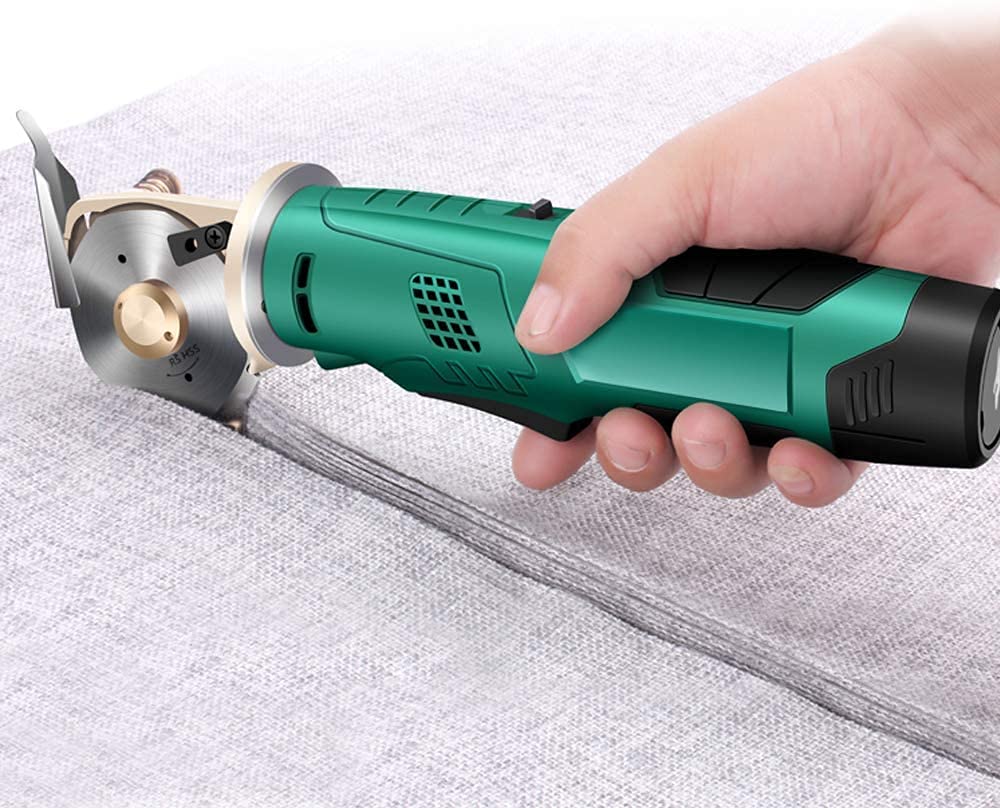 MXBAOHENG Electric Rotary Cutter Cordless Electric Scissor Rechargeable Fabric Shear for Cloth/Paper/Carpet/Leather Cutting Thickness ≤2.5cm (2 Batteries)