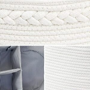 Casaphoria Woven Sundries Hamper Cotton Rope Basket Baskets for Storage,Storage Caddy,Cotton Basket,100% Cotton Car Organizer with Handle,Basket for Gift,Cream White(14.2"x8.5"x7.1")