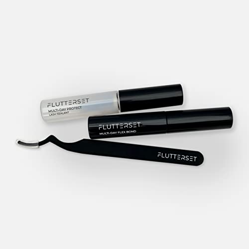 FLUTTERSET DIY EYELASH EXTENSION, 24 CLUSTER LASHES, EYELASH EXTENSION KIT, EYELASH EXTENSION GLUE FOR AT HOME LASH EXTENSION (DAY KIT- Mixed- 12mm, 14mm)