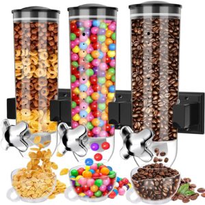 cereal dispenser wall mounted, triple dry food dispensers, grain dispenser wall mount candy dispenser, snack dispenser for store oatmeal coffee bean nuts, wall kitchen food container with 3 cups, 4.5l