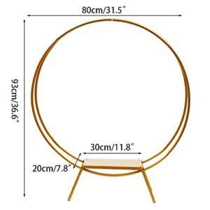 Dia 31.5in Double Ring Wedding Cake Stand Flower Stand Arch Rack,Metal Round Floral Hoop Cake Holder,Dessert Cupcake Display Stand for Wedding Birthday Party Decor Outdoor Garden (Gold)