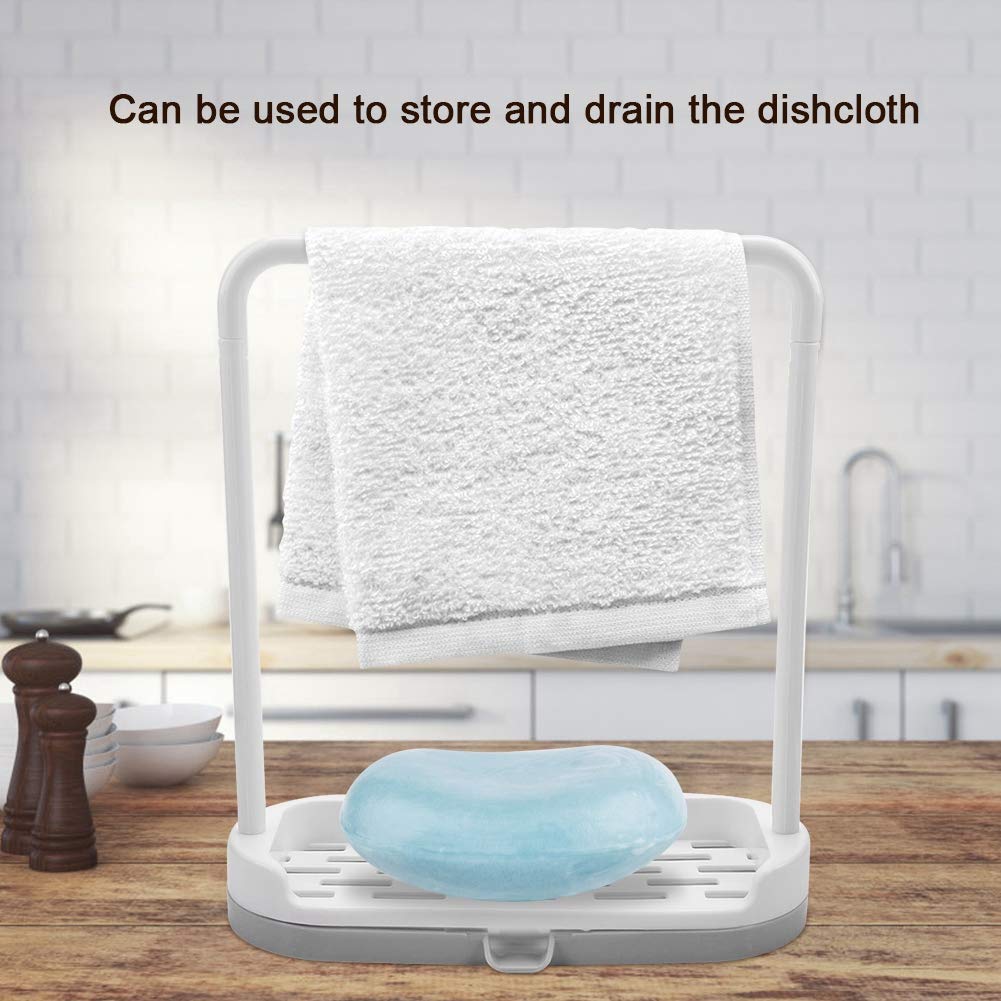 Detachable Towel Storage Rack, Dishcloth Sponge Drying Rack Kitchen Plastic Quick Drying Water Absorbing Rod Rag Stand, Kitchen Storage Organizer(6.69 * 2.75 * 7.79in-Grey)