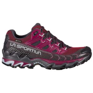 la sportiva womens ultra raptor ii trail running shoes, red plum/carbon, 8 wide