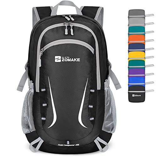 ZOMAKE Lightweight Packable Backpack 35L - Foldable Backpack Water-Resistant Collapsible Backpack Light Daypack for Hiking(Black)