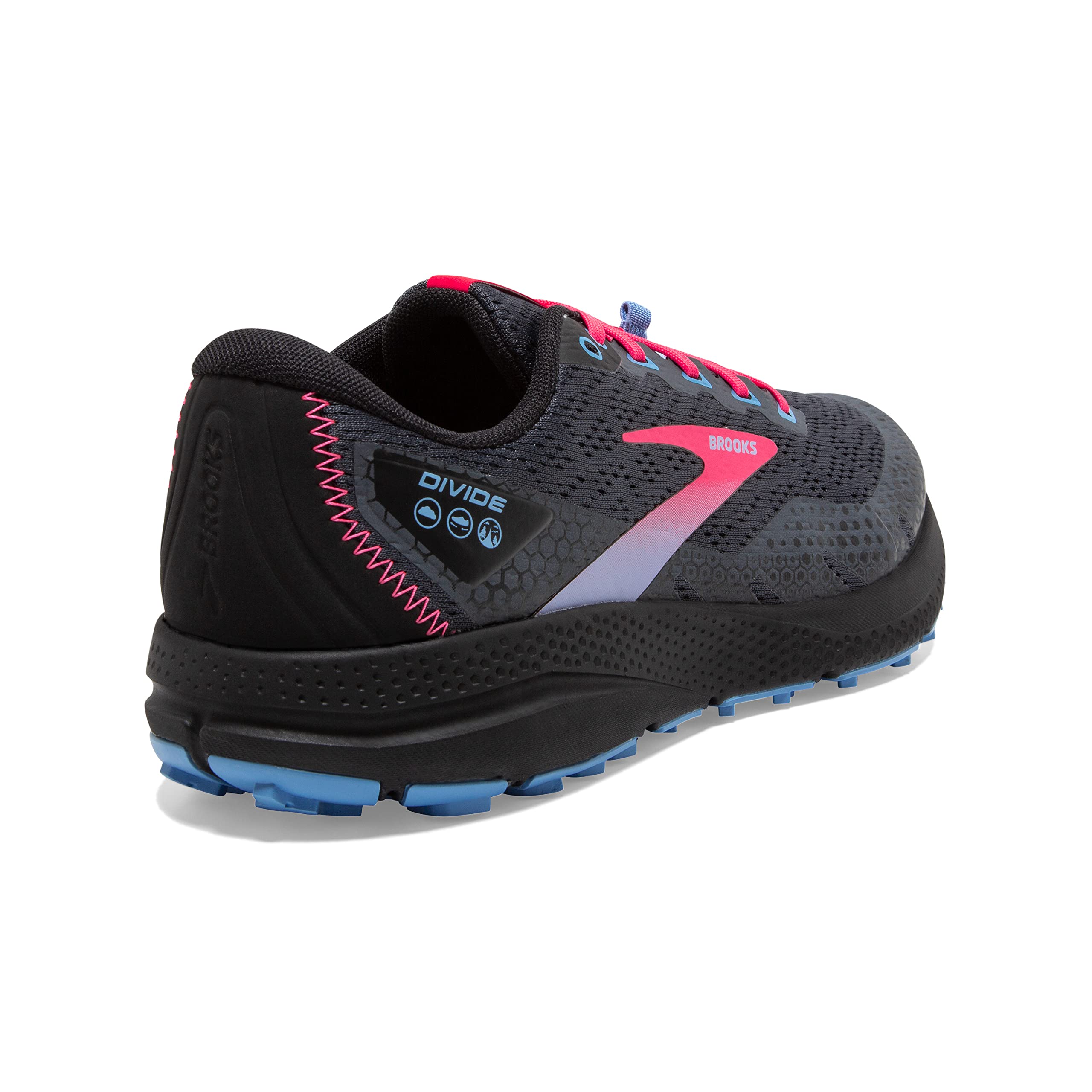 Brooks Women’s Divide 3 Trail Running Shoe - Ebony/Black/Diva Pink - 7.5 Medium