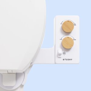 tushy 3.0 spa bidet attachment. cool to warm water temperature control, self cleaning fresh water sprayer, adjustable pressure nozzle & angle control (requires sink access for warm water), bamboo