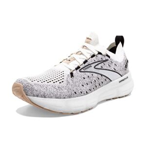 brooks women’s glycerin stealthfit 20 neutral running shoe - white/black/cream - 8.5 medium