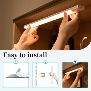 CHIGIH LED Under Cabinet Lights,3 Modes Rechargeable LED Closet Lights,10 Inch Wireless Motion Sensor Lights,Stick-on Anywhere Dimmable Lighting for Closet,Hallway,Stairs,Wardrobe,Kitchen