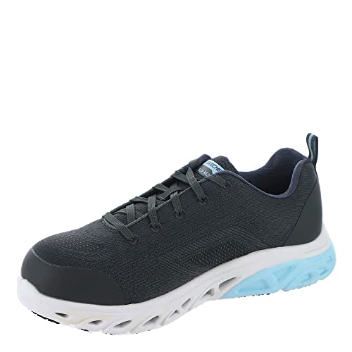 Skechers Glide Step SR - Alloy Toe Charcoal/Light Blue 9 B (M)