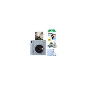 Fujifilm Instax Square SQ1 Instant Camera (White) Bundle with Fujifilm Instax Square Film Twin Pack (20 Exposures), Polaroid Postcard Set, Polaroid Film Kit and Square Camera Case (5 items)