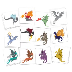 fashiontats dragon temporary tattoos | pack of 36 | made in the usa | skin safe | party supplies & favors | removable