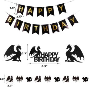 Dragon Birthday Party Decorations Dungeons and Dragons Theme Fantasy Party Supplies Including Dragon Cake Decoration and Toppers, Dragon Balloon Garland and Birthday Banner