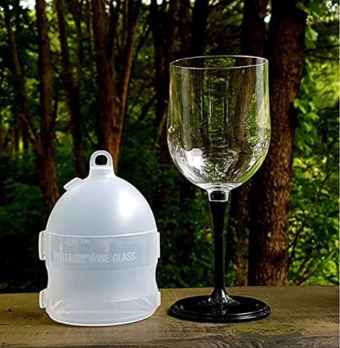 BOSO Portable Collapsible Wine Glass-Unbreakable, Plastic Wine Glass-BPA FREE, Dishwasher Safe, Detachable Stem Wine Cup -Perfect for Camping, Outdoor, and Travel(black color), D8.0*H11.0CM