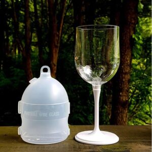 BOSO Portable Collapsible Wine Glass-Unbreakable, Shatterproof Clear Plastic Wine Glass-BPA FREE, Dishwasher Safe, Detachable Stem Wine Cup-Perfect Camping, , and Travel (white color), D8.0*H11.0CM