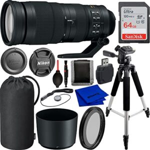 Nikon Intl. AF-S NIKKOR 200-500mm f/5.6E ED VR Lens with Essential Accessory Bundle. Includes SanDisk 64 Ultra Memory Card, 57inch Professional Tripod & Much More. 20058