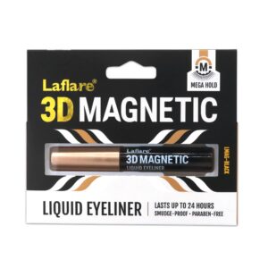 laflare 3d magnetic liquid eyeliner for 3d magnetic eyelashes, smudge-proof, cruelty-free, paraben-free, fragrance-free, vegan, mega hold