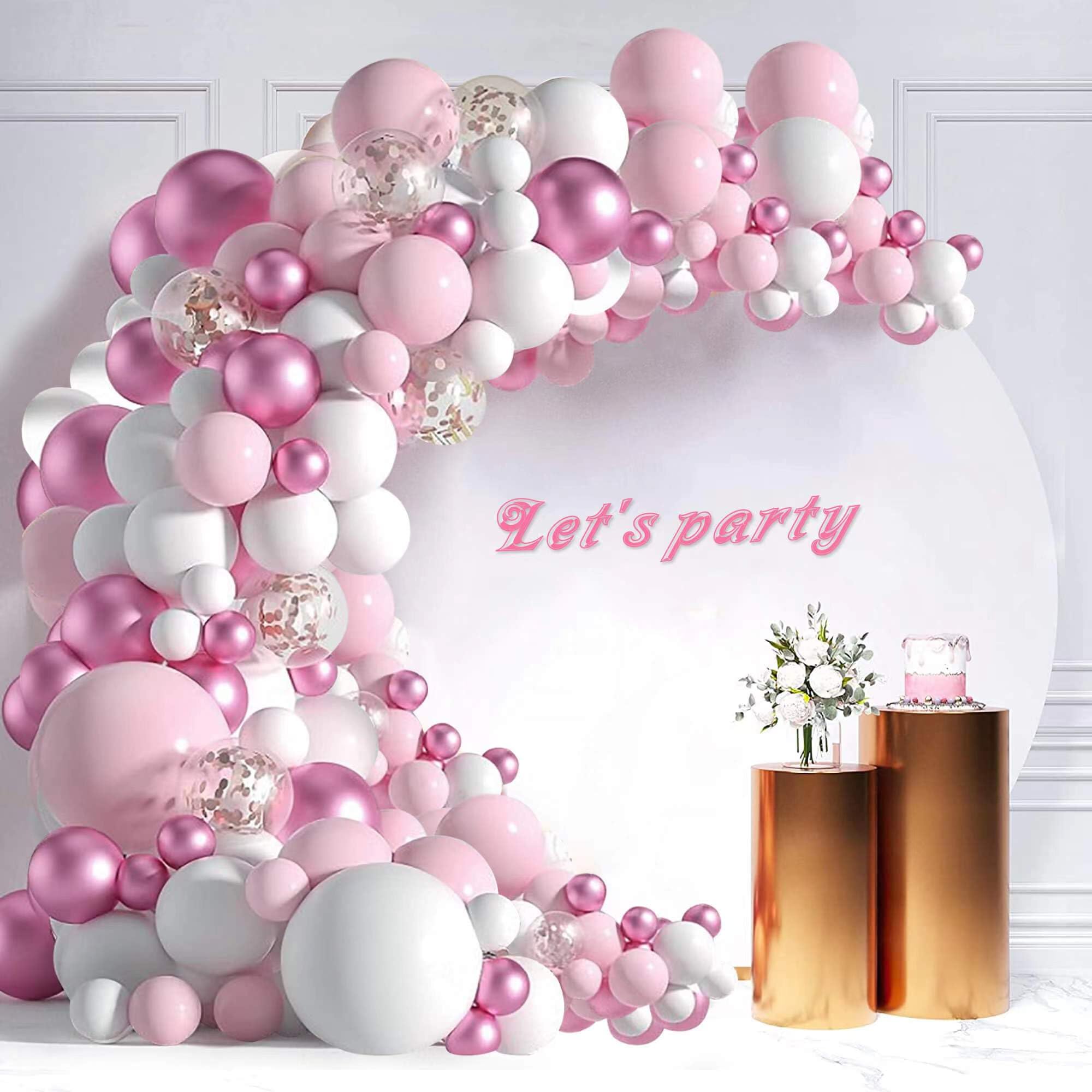 Pink White and Rose Gold Balloons Arch Garland Kit,Pink Balloons Party Birthday Balloons Decoration Set for Bridal,Baby Shower, Wedding, Birthday, Graduation, Anniversary Party