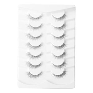 gmagictobo lashes natural short false eyelashes wispy lashes pack light volume clear band soft fake eye lashes 7 pairs multipack