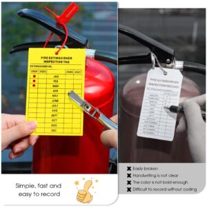 Chunful 101 Pieces Monthly Fire Extinguisher Inspection Tags 2024 Maintenance Tags and Plastic Tamper Seals Numbered Security Tags with Handheld Hole Puncher(Red, Yellow, 5 x 3.3 Inch)