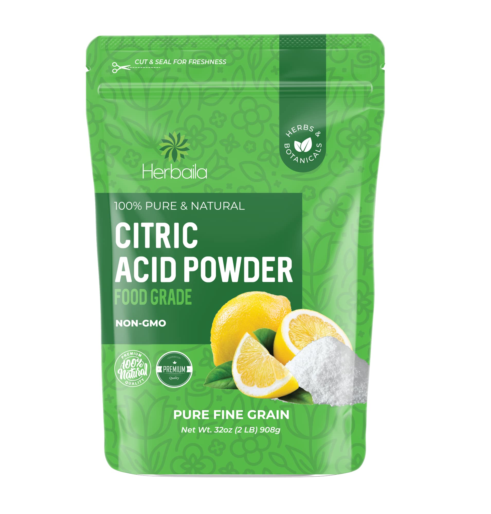 Citric Acid Powder, 2 lb. Citric Acid for Bath Bombs, Citric Acid Food Grade, Non GMO Citric Acid Bulk, Food Grade Citric Acid Powder Cleaning, Citric Acid for Cheese Making and Canning. 2 Pounds.