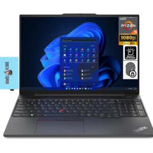 Lenovo ThinkPad E16 Home & Business Laptop (AMD Ryzen 5 7530U 6-Core, 24GB RAM, 512GB PCIe SSD, AMD Radeon, 15.6" 60Hz Full HD (1920x1080), WiFi, BT, Fingerprint, Backlit, Webcam, Win 10 Pro) wi/Hub