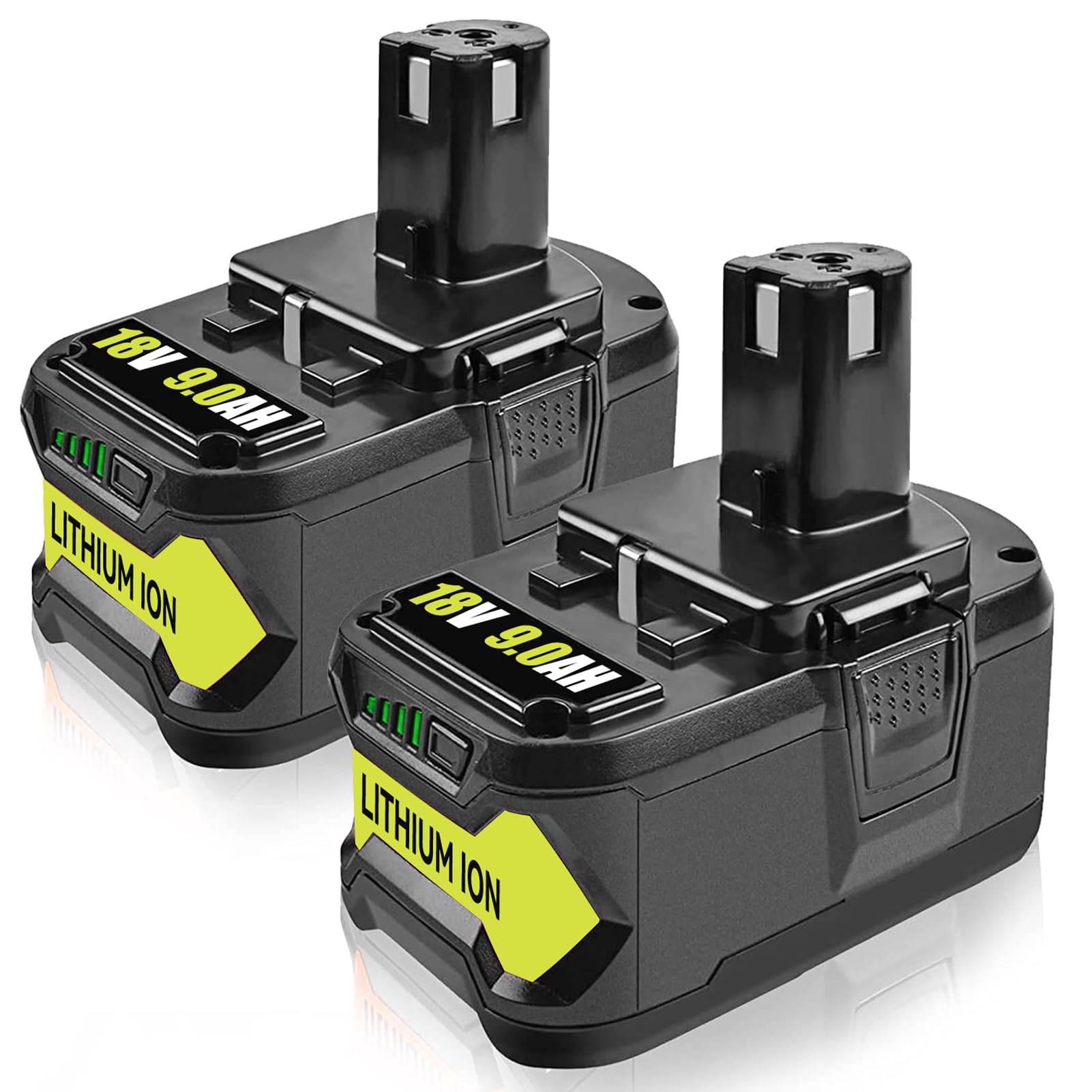 GROWFEAT 2 Pack 18V 9.0Ah Battery Replacement for Ryobi 18V Battery High Capacity 18V Lithium-Ion Battery P102 P103 P104 P105 P106 P108 P107 P109