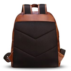 LRTO Genuine Leather Backpack for Women Vintage Travel Daypack Casual College Backbag Handmade Cowhide Rucksack (Brown) Medium