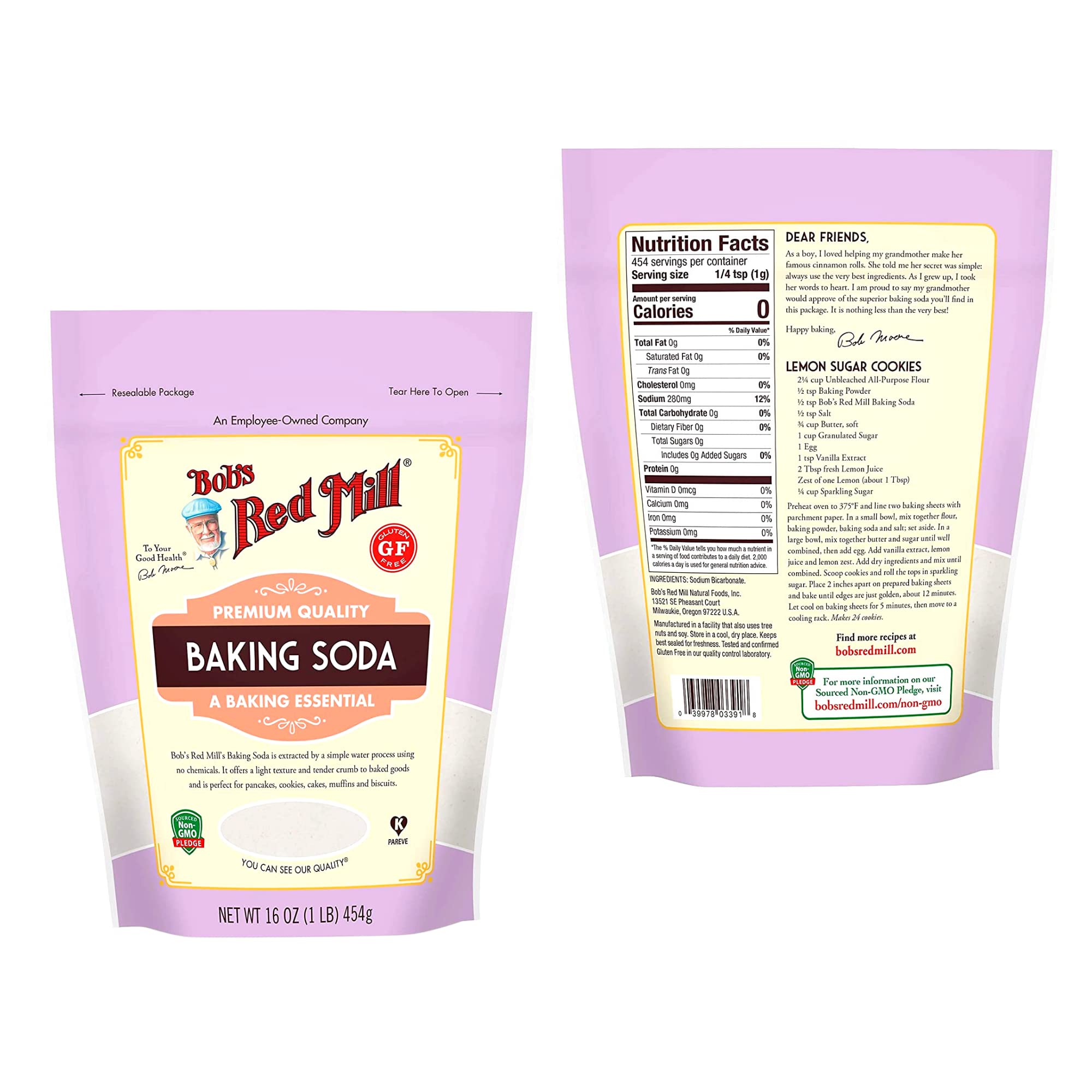 Gluten Free Baking Soda Bundle. Includes 1-16 Oz Resealable Bag of Bobs Red Mill Baking Soda. Bobs Red Mill Baking Soda is Certified Gluten Free, Non GMO & Kosher Comes with a BELLATAVO Fridge Magnet!