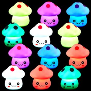 12 pieces led night light cute mushroom night lamp 7 color flashing mushroom decor mini pretty mushroom light trendy color changing toys for party decorations room bedroom nursery desk home birthday