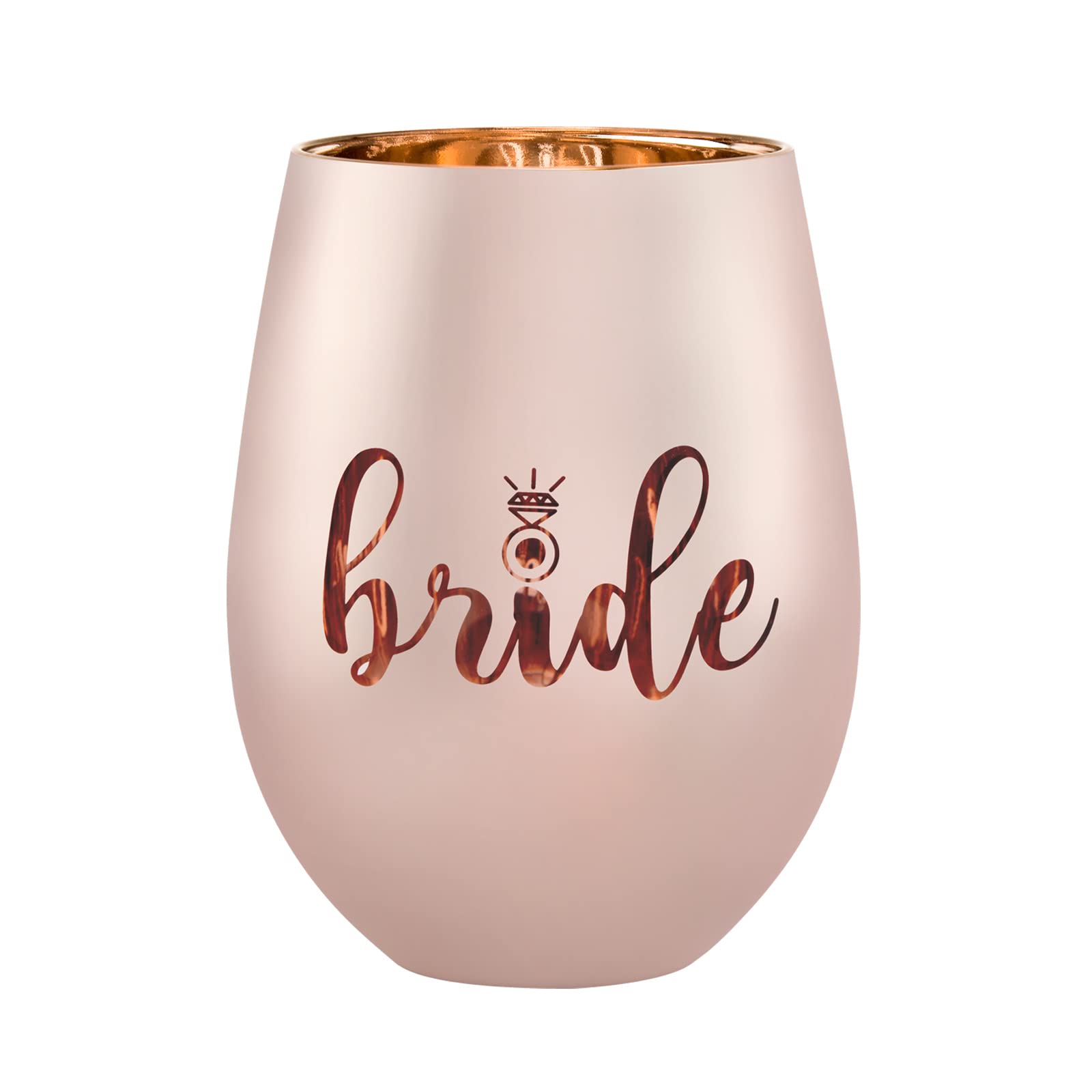 homeconlin Bride Gifts - Bridal Shower Gift - Bride Wine Glass - Gifts for Bride to be, Newly Engaged,Wedding, Engagement, Bachelorette Rose Gold