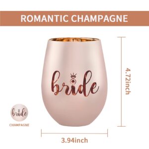 homeconlin Bride Gifts - Bridal Shower Gift - Bride Wine Glass - Gifts for Bride to be, Newly Engaged,Wedding, Engagement, Bachelorette Rose Gold