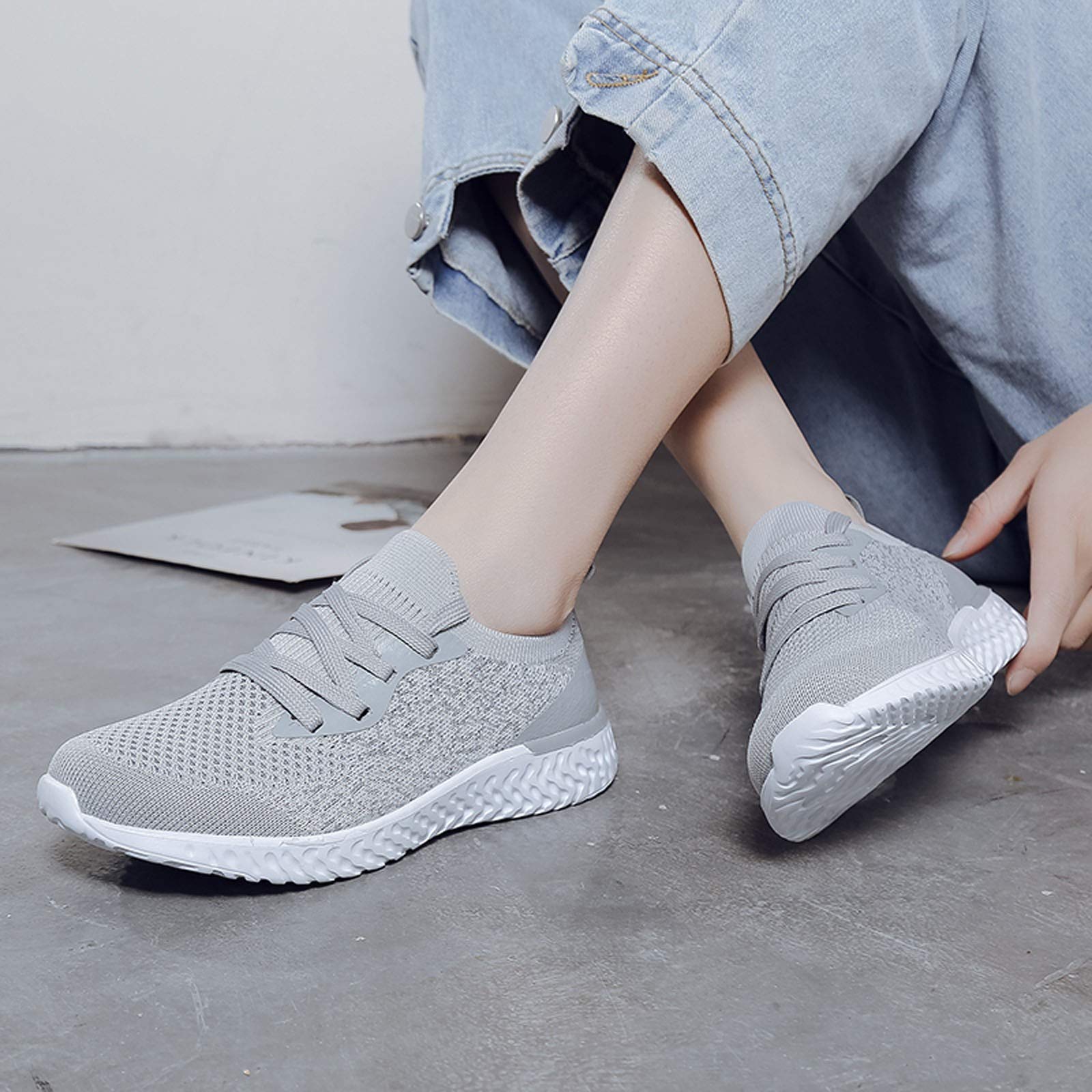 MLAGJSS Flat Women Shoes Sport Sneakers Platform Slip-on Sneakers Slip on Flats Driving Shoes Women Walking Shoes(1130A30 Gray,Size 9)