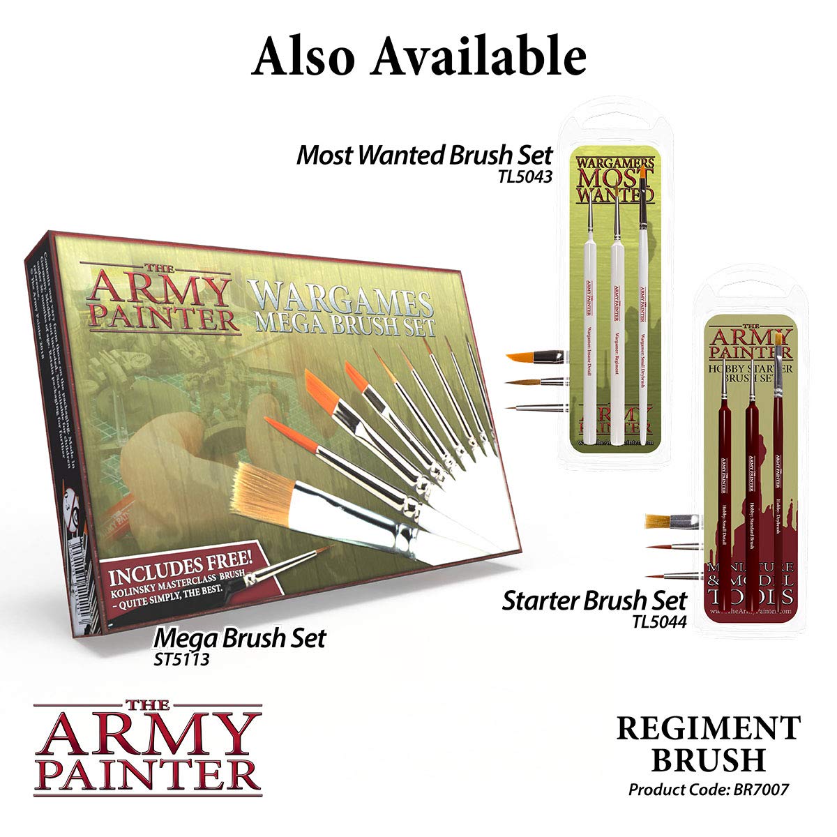 The Army Painter Wargamer: 3pcs Regiment - Rotmarder Sable Miniature Paint Brush Set Rotmarder - Fine Detail Paint Brush, Basecoat Brush for Wargames, Paint Brushes for Miniature Painting & Paint Sets