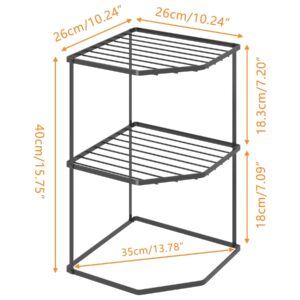 Buzowruil Kitchen Corner Shelf, 3-Tier Pot and Pan Rack, Cookware Pots and Pans Organizer, Kitchen Shelves,Black