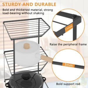 Buzowruil Kitchen Corner Shelf, 3-Tier Pot and Pan Rack, Cookware Pots and Pans Organizer, Kitchen Shelves,Black