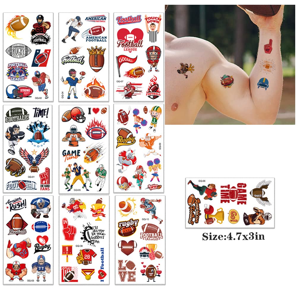 COOLI Football Game Face Temporary Tattoos Sticker 20Sheets Football Party Favor Supplies Super Bowl Birthday Party Decoration,Fan Games Event Tattoo Decorations for Adults and Children