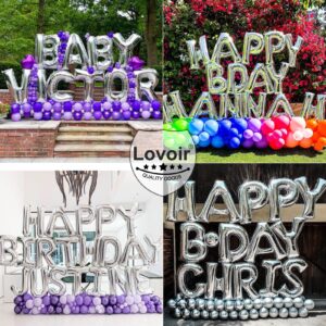 Lovoir 40 Inch Large Silver Letter C Balloons Big Size Jumbo Mylar Foil Helium Balloon for Birthday Party Celebration Decorations Alphabet Silver C