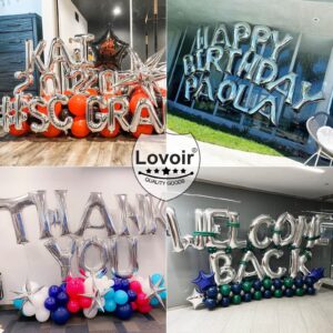 Lovoir 40 Inch Large Silver Letter C Balloons Big Size Jumbo Mylar Foil Helium Balloon for Birthday Party Celebration Decorations Alphabet Silver C